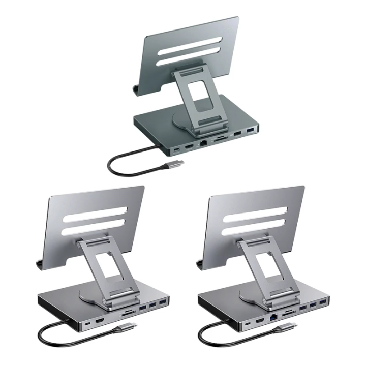 Adjustment Height USB C Docking Station Aluminum Stand 1000Mbps ...