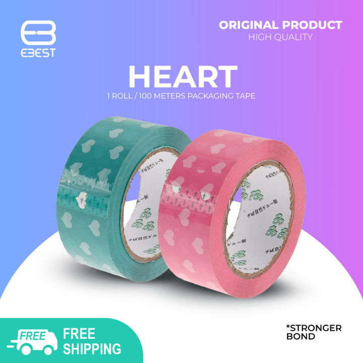 HEART TAPE 2" x 10meters Packaging Tape Strong hold Self Adhesive Thick ...
