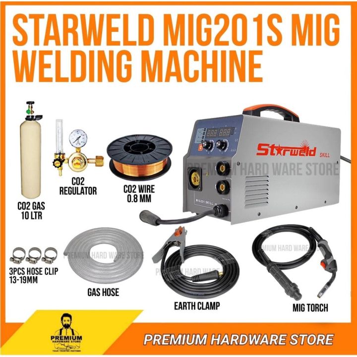 Mig welding machine set STARWELD Welding Machine MIG201S MESIN KIMPALAN ...