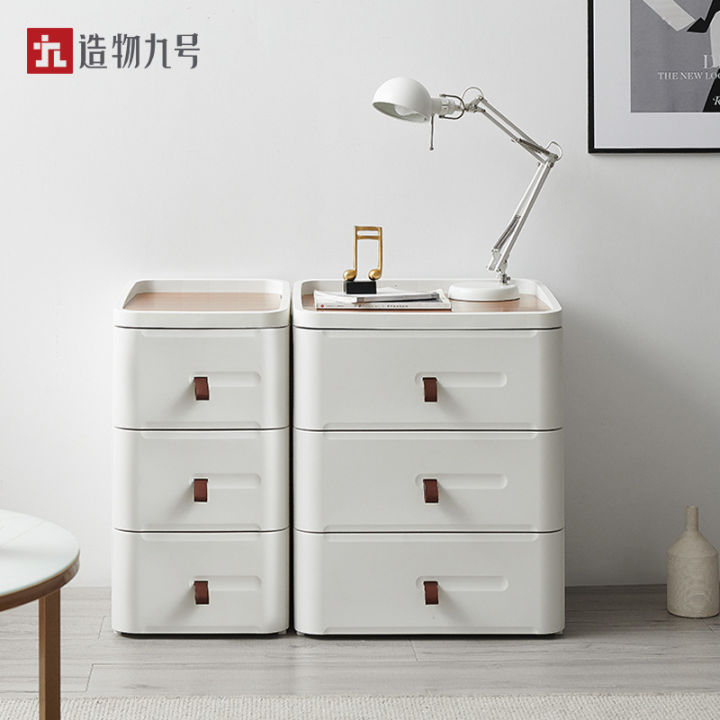 Japanese-style drawer storage cabinet Home wooden top plastic storage ...