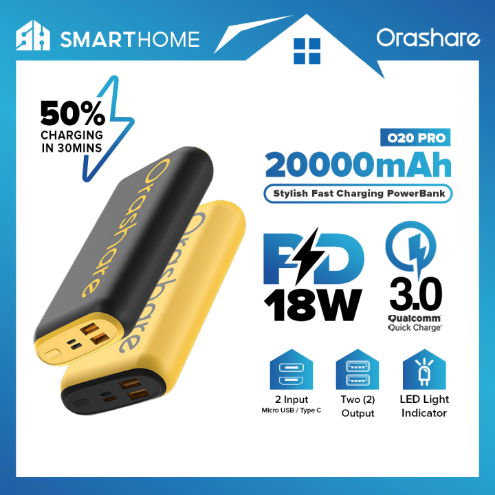 Orashare O20 Pro 18W PD Fast Charging 20000mah Powerbank QC 3.0 Type-C ...