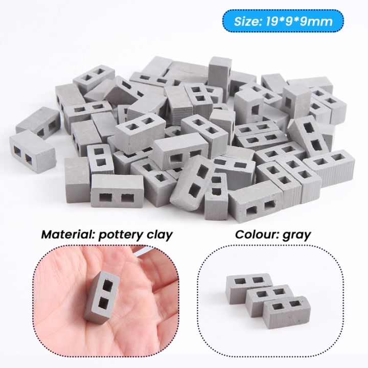 60 Packs Cinder Blocks 1/12 Scale Mini Bricks Concrete Miniature Bricks ...