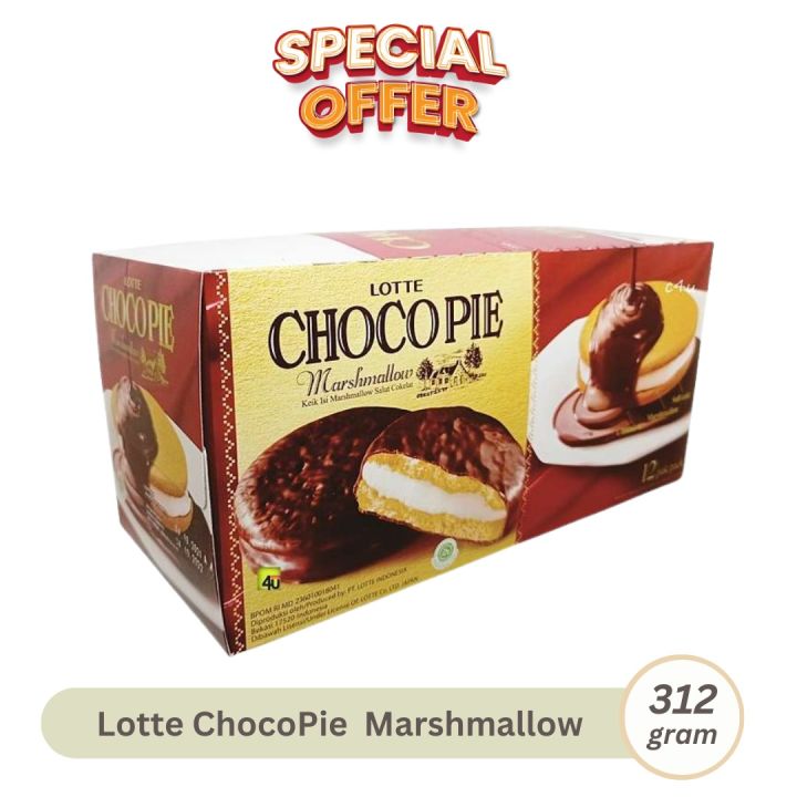 Lotte Choco Pie Marsmallow 312gr 12pcs/box Chocopie Biskuit Marsmellow ...