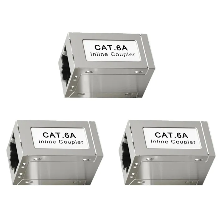 3X RJ45 Female to Female CAT6A Shielded Coupler Inline Ethernet Coupler ...