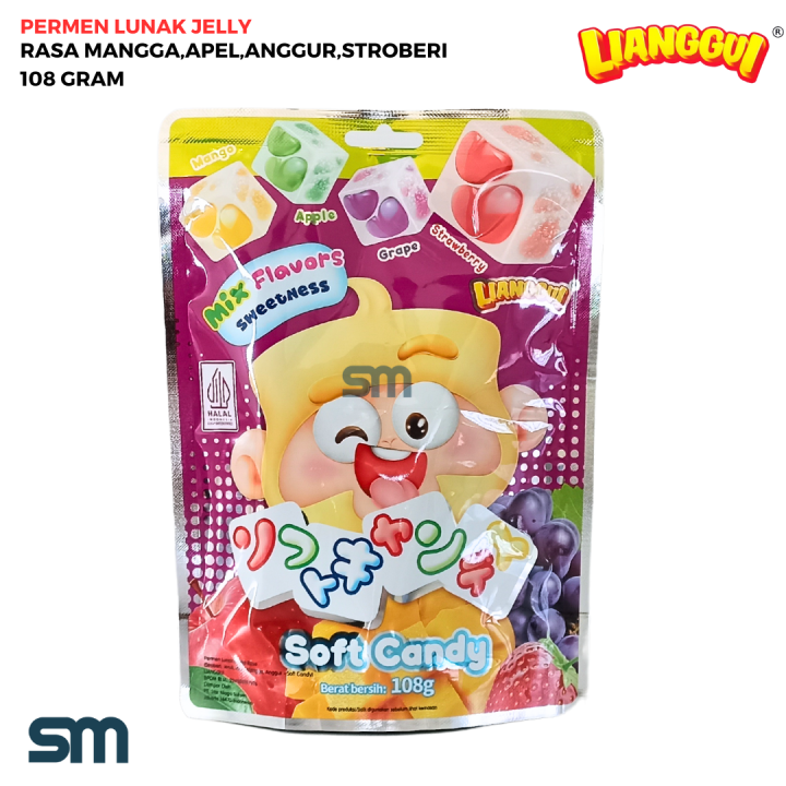 LIANGGUI PERMEN LUNAK SOFT CANDY MIX JELLY ANEKA RASA BUAH 108 GRAM ...