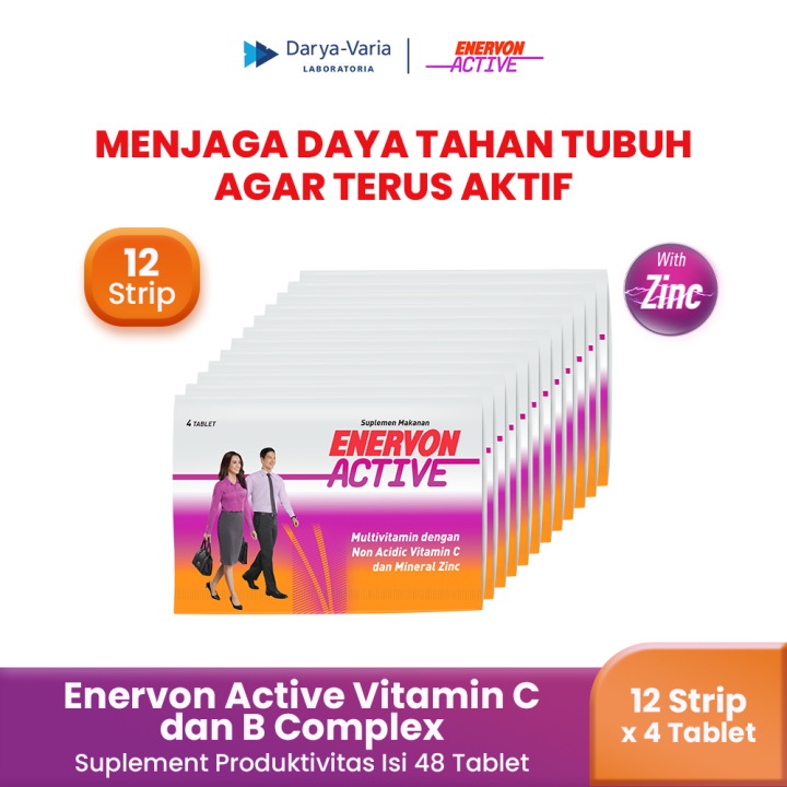 Enervon Active Vitamin C, B Complex, Zinc Isi 48 Tablet (12 Strip x 4 ...