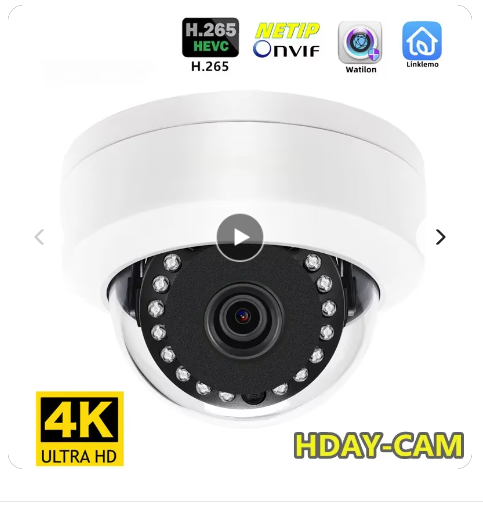 8MP 4K IP Camera POE Outdoor H.265 Metal Indoor Dome CCTV Night Vision ...