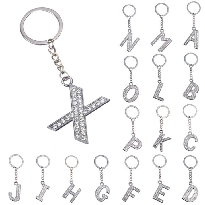 Ancient 1pc Letter A Z Accessories Keychain Crystal Rhinestone Jewelry