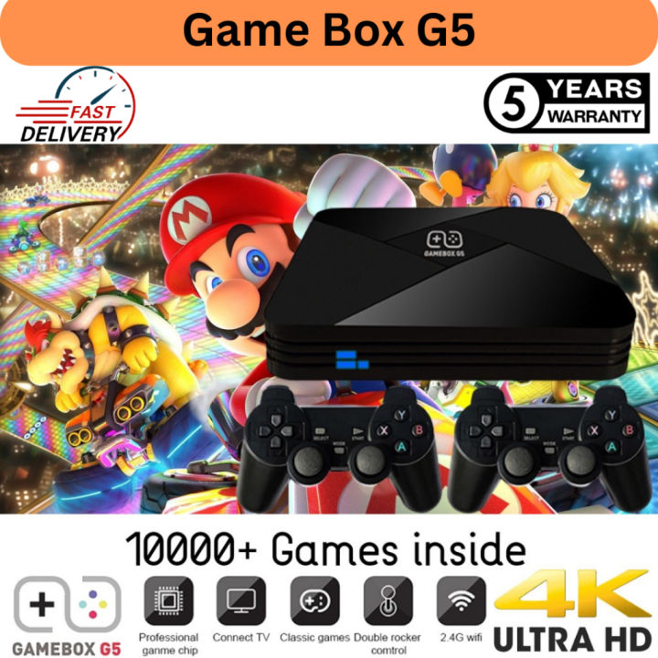 GAME BOX G5 + Android tv box With 2 in 1 Wireless Controller Gaming Console 4K HD 10000+ Retro ...