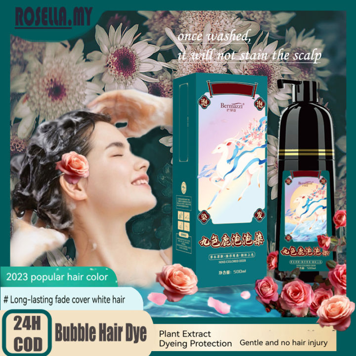 Bubble Hair Color Cover White Hair Color Dye Shampoo Natural Plant Hair ...