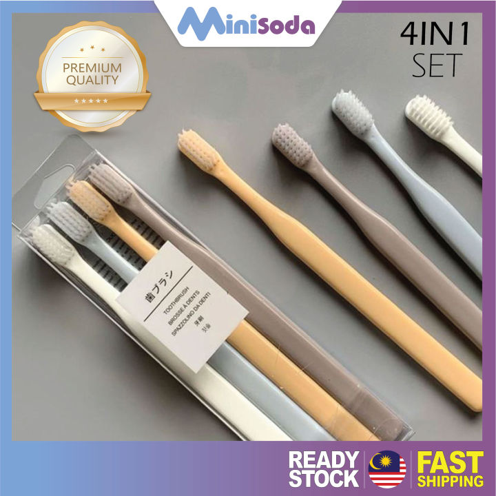 Nordic Japan Tooth Brush Set (4in1) Family Travel Pack Bamboo Charcoal ...