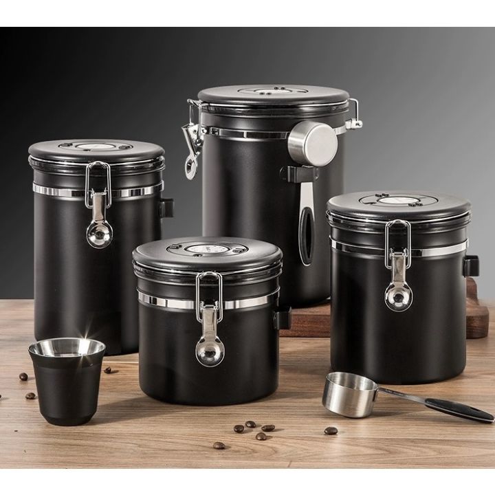 1.2L 1.5L 1.8L Stainless Steel Coffee Canister Airtight Coffee Bean ...