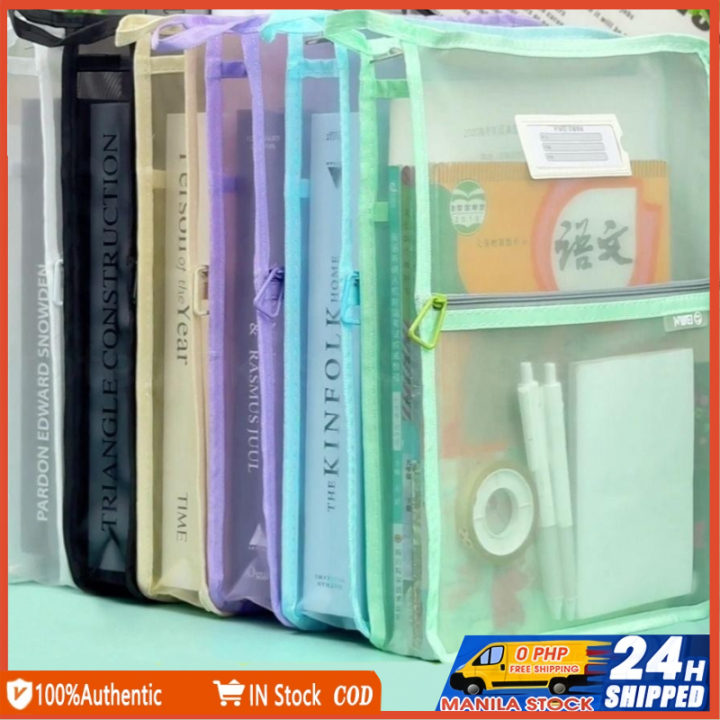 Nylon Mesh File Bag Large Capacity File Folder Studen Book Storage Case ...