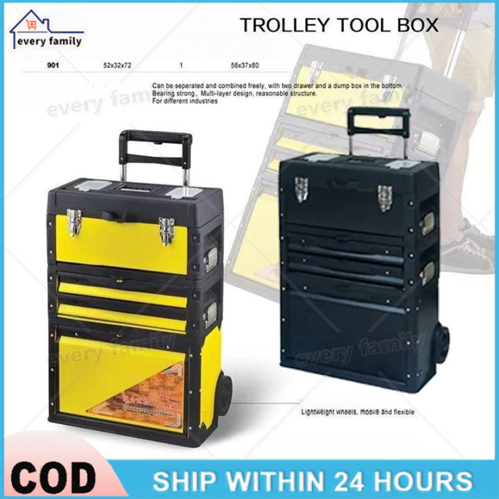 【Upgraded version】Multi Tool Box Trolley Type 3 in 1 Tool Box Toolbox W ...