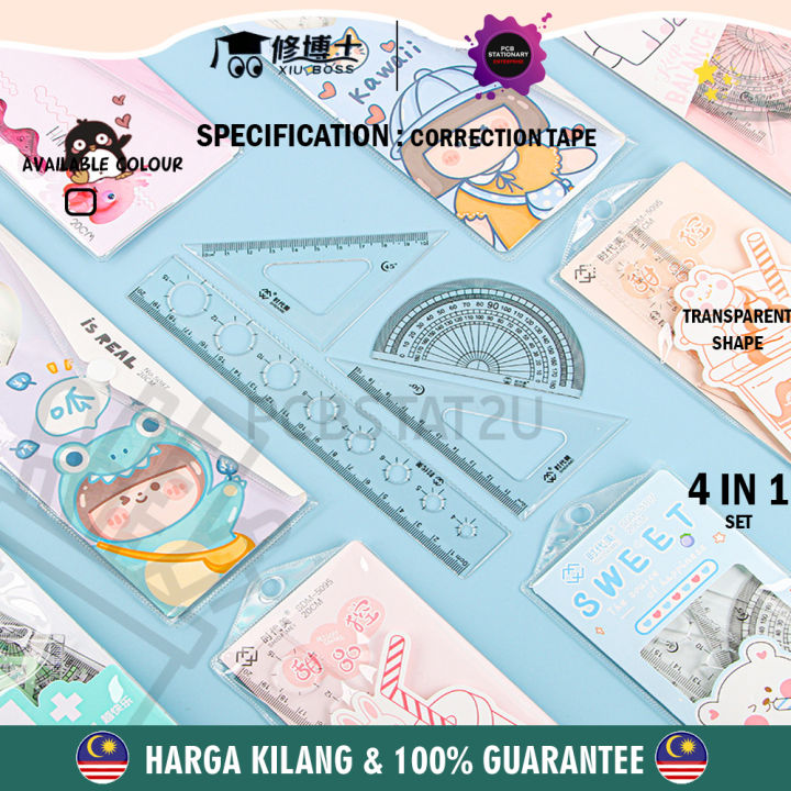 Fancy Exam Ruler Set Geometry Standard High Quality 4 In 1 - 1'Set Set ...