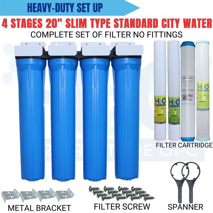 Water Filter 4 Stages 20" Slim Type Standard City Water No Fittings ...