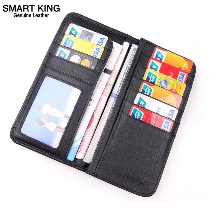Smart King New For Men Long Wallet Slim Money Clip Genuine Cow Leather ...