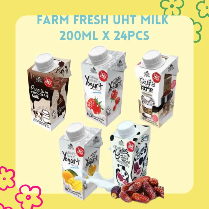 Farm Fresh UHT Milk Susu Segar UHT 200 ML X 24 Mix 5 flavours ( chocolate/latte/ kurma/ latte ...