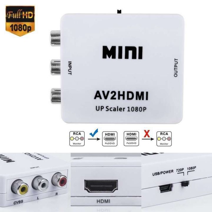 RCA AV TO HDMI AV to HDMI 1080P AV2HDMI HD Video Converter Mini AV2HDMI ...