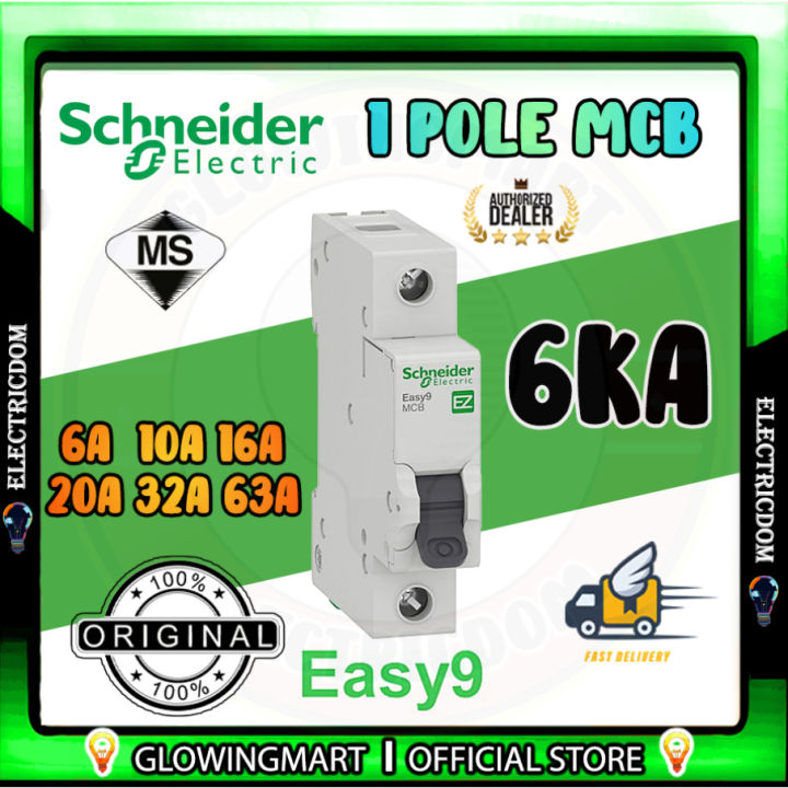 Schneider Easy9 6A 10A 16A 20A 32A 1 Pole MCB 6kA / 1POLE MCB SIRIM APPROVED / Miniature Circuit ...