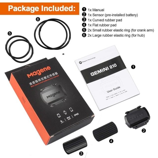 Magene Gemini 210 Speed Cadence Sensor Ant Bluetooth For Garmin Strava ...