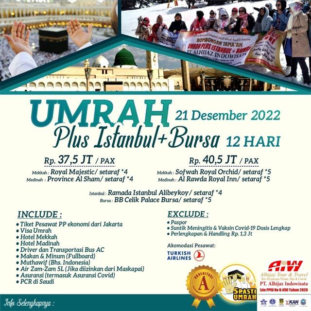 Voucher Biaya Paket Perjalanan Umroh 2022 Biro Travel Umrah Dan Haji ...