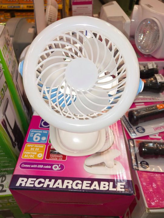 Akari Rechargeable 360° LED Clip Fan USB Fan with Ring light | Lazada PH