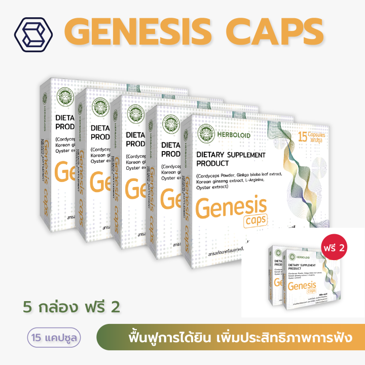 GENESIS Caps ผลิตภัณฑ์ฟื้นฟูการได้ยินและเพิ่มประสิทธิภาพการฟัง ( 5 ...