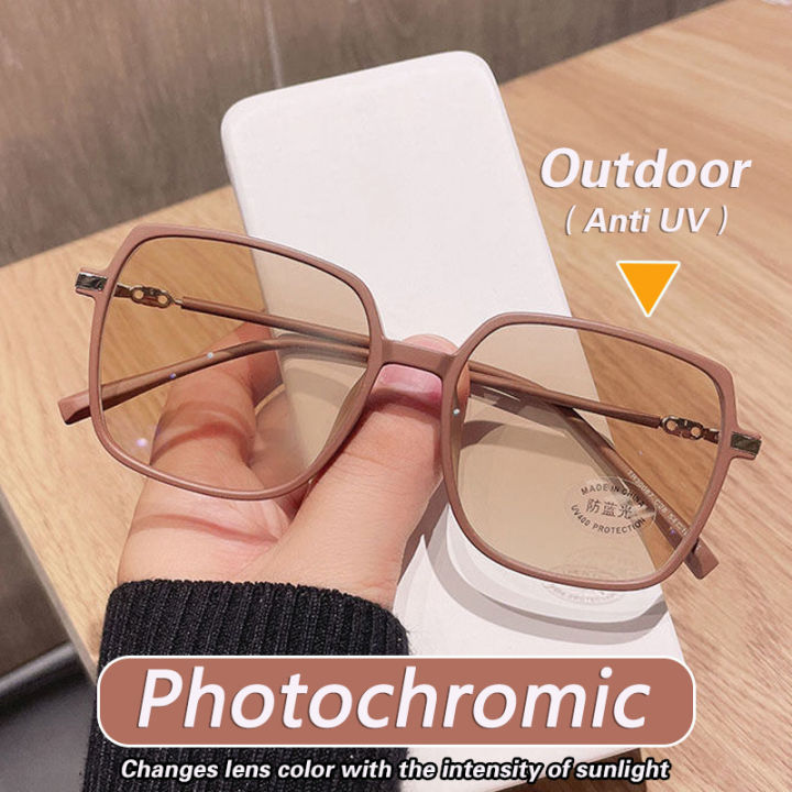 【Photochromic】Myopia Glasses Women Color-Changing Nearsighted Glasses ...