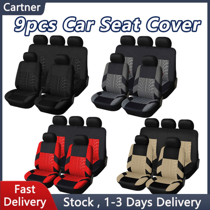 Universal 9pcs Car Seat Covers Emboss Car Seat Protector Car Front Seat ...