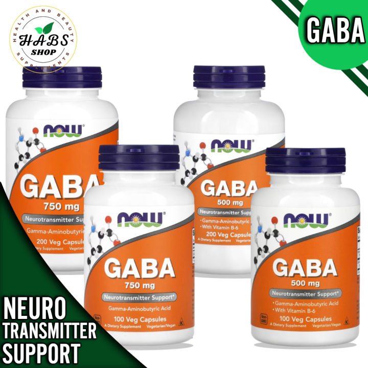 NOW Foods, GABA, 750 mg, 100 Veg Capsules or 200 Veg Capsules or 500mg ...