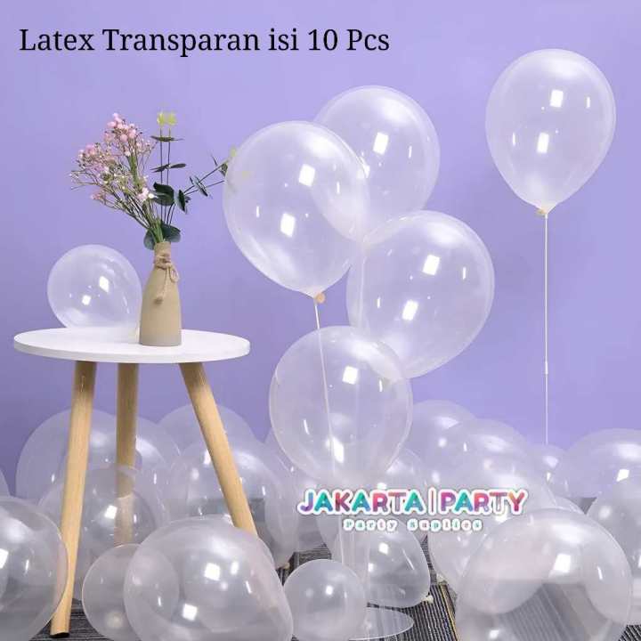 ISI 10 PCS Balon Latex Transparan / Balon Latex Bening / Balon Latex ...