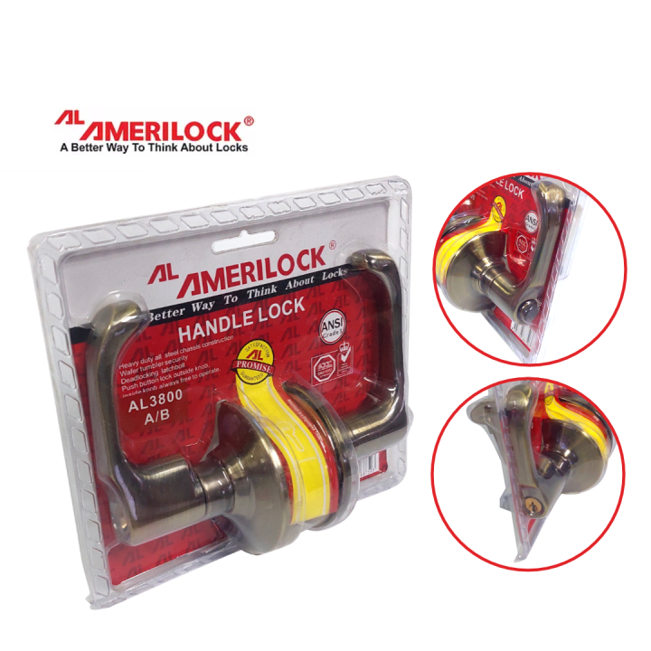 Amerilock Lever Type Antique Brass Door Knob Lockset 3800 AB | Lazada PH