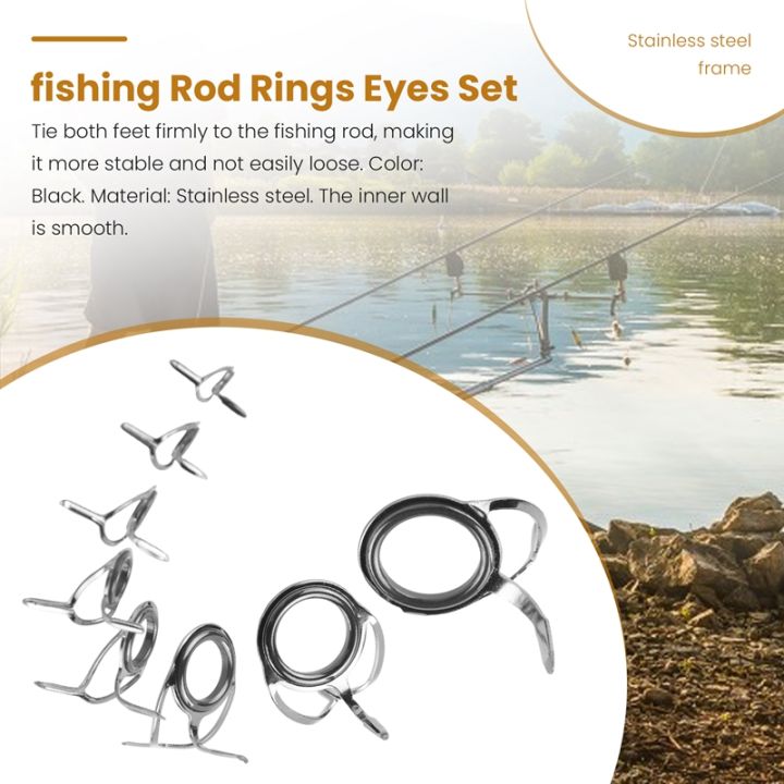 wsustore--40 Pcs/Set Fishing Rod Guides Tip 8 Sizes Pole Repair Kit ...