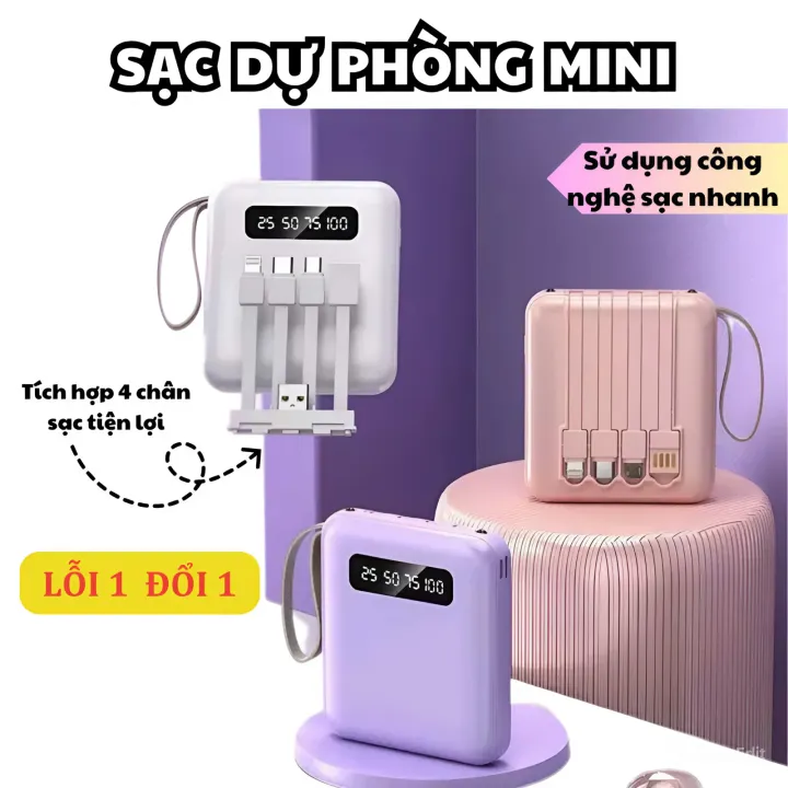 [FREESHIP] PIN DỰ PHÒNG 20000MAH CAO CẤP - SẠC DỰ PHÒNG MINI 4IN1 THIẾT KẾ HIỆN ĐẠI SANG TRỌNG ...