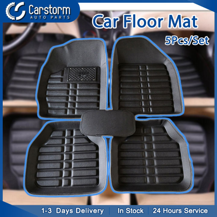Carstorm 5Pcs/Set Car Universal Foot Pad PU Foot Pad Car Leather Floor ...