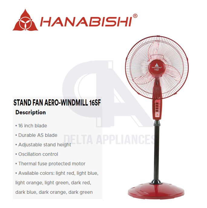 Hanabishi Stand Fan 16 Inches Original 1 Year Warranty Aero Windmill ...