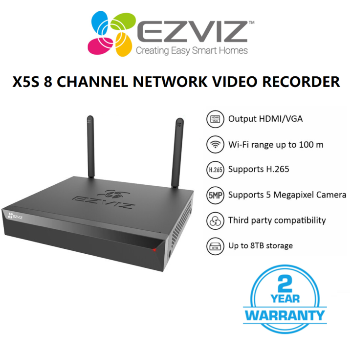 EZVIZ X5S 8 Channel H.265 High Performance Wireless Network Video Recorder / NVR | Lazada