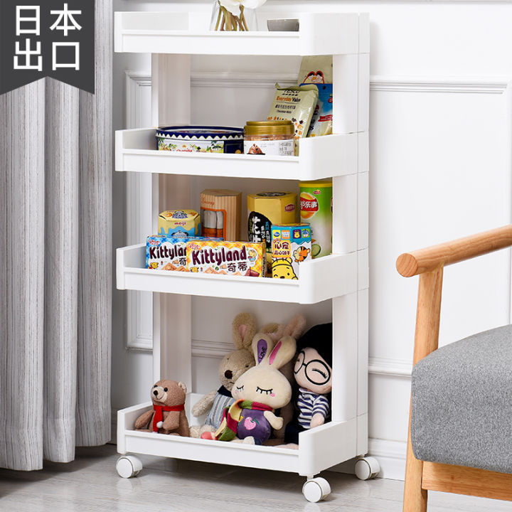 Movable bookshelf wheeled trolley shelf floor small bedroom storage ...