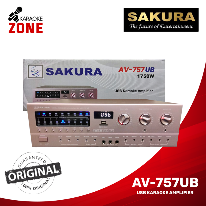 Sakura AV757UB Amplifier/1750W x2 / USB Karaoke Amplifier / Sakura ...