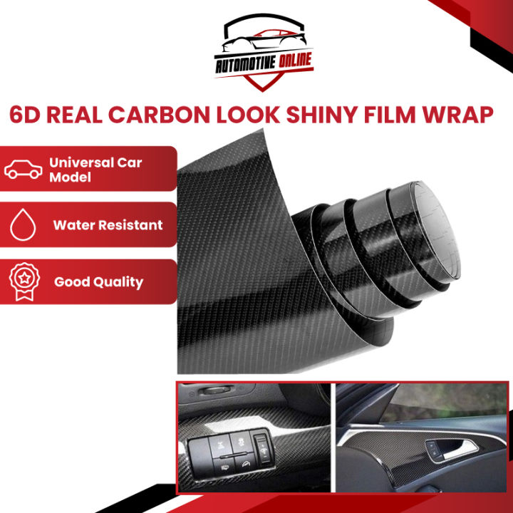 6D Real Carbon look Shiny Carbon Fiber Pattern Film Wrap Decal Car ...