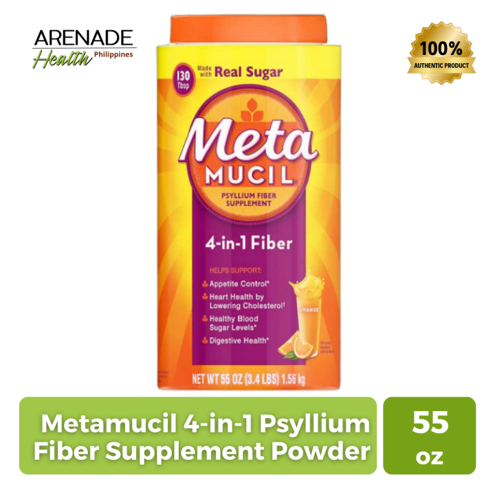 Metamucil 4-in-1 Psyllium Fiber Supplement Powder with Real Sugar ...
