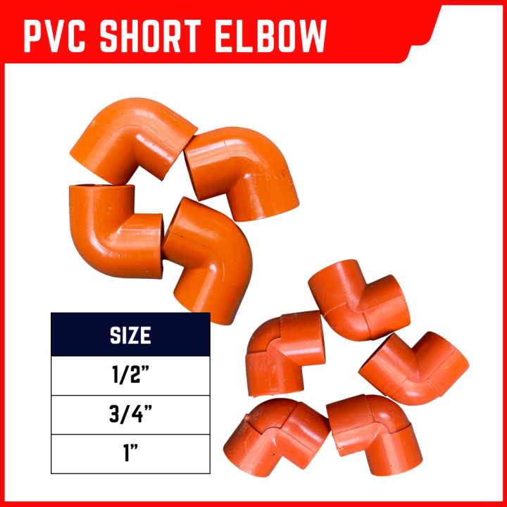2pcs Electrical Orange Short Elbow PVC Fittings (Sizes: 1/2", 3/4" and ...