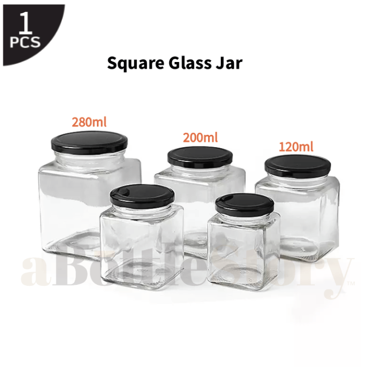 Air Tight Square Glass Jar Mini Bottle Storage Container For Paste ...