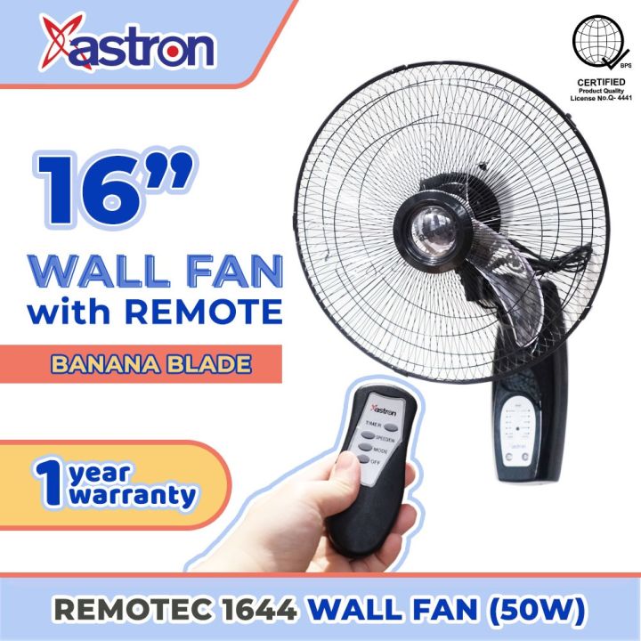 Astron Remotec 1644 16 Wall Fan (Black) | with Timer and Remote ...