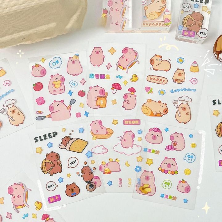 LANDIS Sticker capybara 20 Pcs/Bag Dễ thương Miếng dán capybara màu ...
