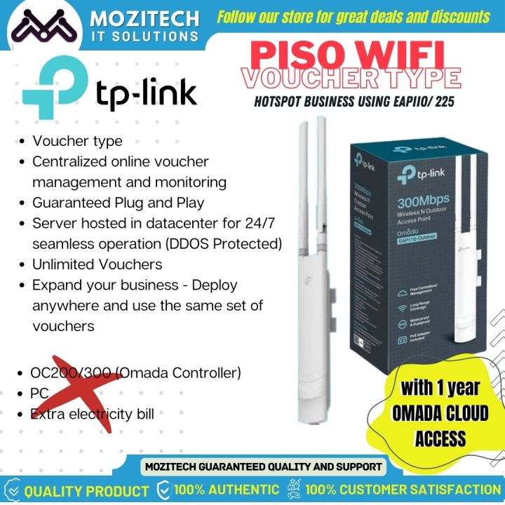 EAP110, Piso Wifi Hotspot Business with Free 1 year Cloud Access ...