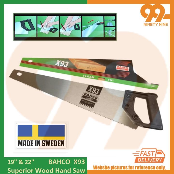 BAHCO 19in & 22in Superior Wood Hand Saw / Gegaji Kayu Tangan X93 [100% ...