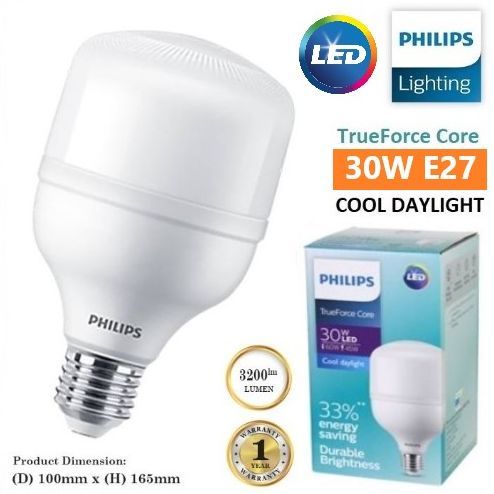 ORIGINAL PHILIPS TrueForce Core LED Bulb 30W E27 865 Industrial LED High Bay Mentol LED, Cool ...