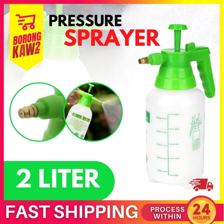 2 Liter Brass Nozzle Pressure Sprayer Garden Plastic Pesticide Control ...